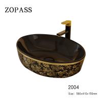 China Gold Electroplate Art Sanitary Ware Basin Table Top Round Shape for sale