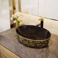 China Gold Electroplate Art Sanitary Ware Basin Table Top Round Shape for sale