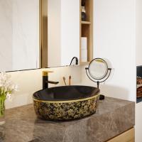 China Gold Electroplate Art Sanitary Ware Basin Table Top Round Shape for sale