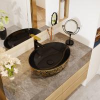 China Gold Electroplate Art Sanitary Ware Basin Table Top Round Shape for sale