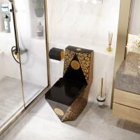 China Ceramic Black Golden Siphonic One Piece Toilet Wall Hung Easy Clean for sale