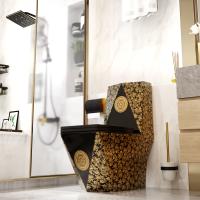 China Ceramic Black Golden Siphonic One Piece Toilet Wall Hung Easy Clean for sale