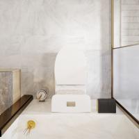 China One Piece Ceramic Toilet Bowl Round Floor Mounted Dual Flush 3/6L S Trap White Gold for sale