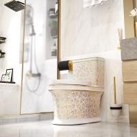 China One Piece Ceramic Toilet Bowl Round Floor Mounted Dual Flush 3/6L S Trap White Gold for sale