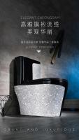 China Luxury Ceramic Washdown Round One Piece Toilet Black Sliver Colored for sale