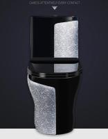 China Luxury Ceramic Washdown Round One Piece Toilet Black Sliver Colored for sale