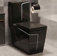 China Siphon Flushing Floor Mounted Black White Toilet S Trap Hotel Design for sale
