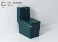 China One Piece Ceramic Toilet 300mm 400mm Roughing In Siphon Flushing Dual Flush Luxury Green Gold for sale