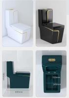 China One Piece Ceramic Toilet 300mm 400mm Roughing In Siphon Flushing Dual Flush Luxury Green Gold for sale