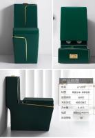 China One Piece Ceramic Toilet 300mm 400mm Roughing In Siphon Flushing Dual Flush Luxury Green Gold for sale