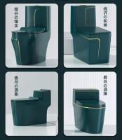 China One Piece Ceramic Toilet 300mm 400mm Roughing In Siphon Flushing Dual Flush Luxury Green Gold for sale