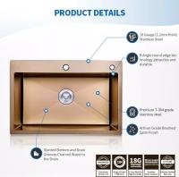 China Top Mount Stainless Steel Kitchen Sinks Handmade Polished Surface for sale