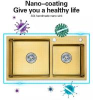 China Gold 304 Stainless Steel Kitchen Sinks Acid Alkali Oxidation Resistance for sale