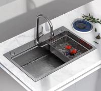 China Thickness 3.5mm Handmade Workstation Kitchen Sink With Cutting Board for sale