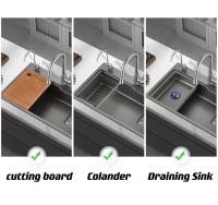 China Thickness 3.5mm Handmade Workstation Kitchen Sink With Cutting Board for sale