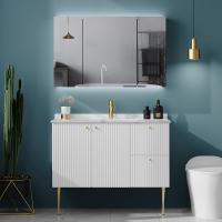 China Width 23.6in 47.2in Solid Wood Bathroom Cabinets Mirrored Waterproof for sale