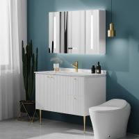 China Width 23.6in 47.2in Solid Wood Bathroom Cabinets Mirrored Waterproof for sale