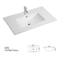China European Types Cabinet Basin Counter Top Vanity Basin Rectangular Thin Washbasin for sale