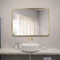 China Rectangle Aluminum Framed LED Bathroom Mirrors Metal Matt Gold Color for sale