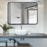 China Rectangle Aluminum Framed LED Bathroom Mirrors Metal Matt Gold Color for sale