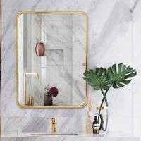 China Rectangle Aluminum Framed LED Bathroom Mirrors Metal Matt Gold Color for sale