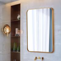 China Rectangle Aluminum Framed LED Bathroom Mirrors Metal Matt Gold Color for sale