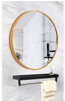 China Hanging Gold LED Backlit Living Room Wall Mirror Customize Decoration for sale