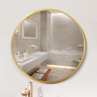 China Hanging Gold LED Backlit Living Room Wall Mirror Customize Decoration for sale
