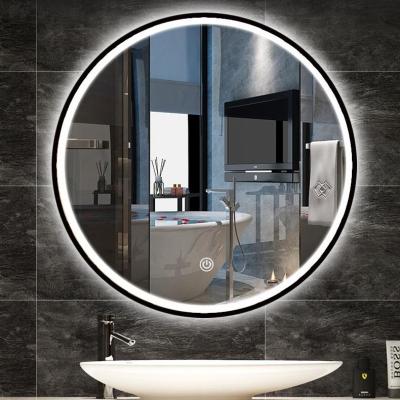 China LED Backlit Bathroom Vanity Mirror Wall Mounted Defogging Screen 60cm Round for sale