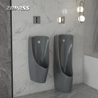 China One Piece Back Spud Wall Mounted Urinal Bowl Grey Gold Color for sale