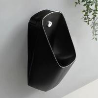 China Matte Black Back Spud Floor Standing Urinal with Auto Sensor Flushing 110V for sale
