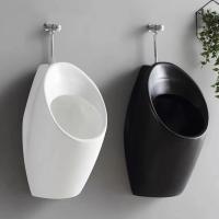 China Matte Black Back Spud Floor Standing Urinal with Auto Sensor Flushing 110V for sale