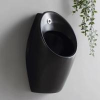 China Matte Black Back Spud Floor Standing Urinal with Auto Sensor Flushing 110V for sale