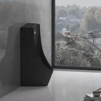China Matte Black Back Spud Floor Standing Urinal with Auto Sensor Flushing 110V for sale