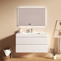 China Plasticity Solid Wood Bathroom Cabinet 23-39in Wall Hung Vanity with LED Mirror Modern Design for sale