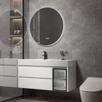 China Multi Layer Floating Wall Mounted Vanity Unit White Rectangle 23-39in Solid Wood Bathroom Cabinet for sale
