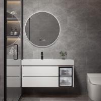 China Multi Layer Floating Wall Mounted Vanity Unit White Rectangle 23-39in Solid Wood Bathroom Cabinet for sale