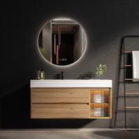 China Rectangle Floating Bathroom Cabinet Solid Wood LED Mirror Vanity 23-39in Width for sale