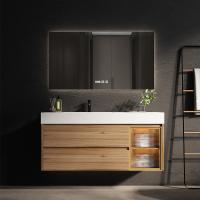 China Rectangle Floating Bathroom Cabinet Solid Wood LED Mirror Vanity 23-39in Width for sale