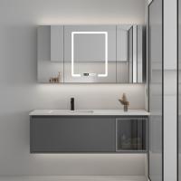 China 3 Doors Solid Wood Bathroom Cabinet with Touch Screen LED Mirror 23-39in for sale