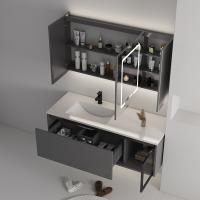 China 3 Doors Solid Wood Bathroom Cabinet with Touch Screen LED Mirror 23-39in for sale
