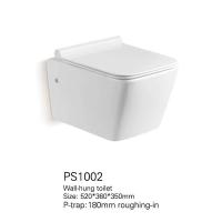 China White Color Compact Rimless Wall Hung Toilet Gravity Flushing for sale