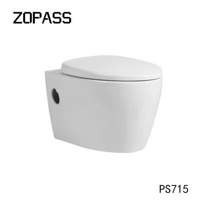 China Sleek Seamless Ceramic Wall Hung Toilet Bowl Mix Pit Spacing 180mm for sale