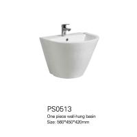 China European Style White Modern Wall Hung Porcelain Half Pedestal Hand Wash Basin 560x450x420mm for sale