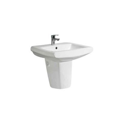 China Factory Direct Ceramic Wall Hung Basin 600x480mm Semi Pedestal Hand Wash Sink for sale