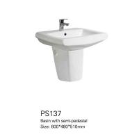 China Factory Direct Ceramic Wall Hung Basin 600x480mm Semi Pedestal Hand Wash Sink for sale