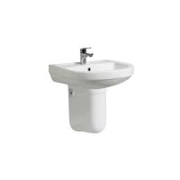 China Hand Painted Porcelain Wall Hung Pedestal Sink 560x480x530mm Bathroom Basin for sale