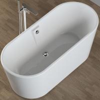 China Acrylic Freestanding Oval Soaking Tub 1500mm Adult Body Bathtub White for sale