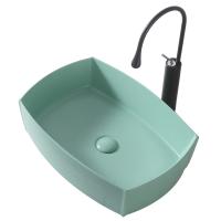 China 12L Square Counter Top Basin Ceramic Sink Matte Light Green Color for sale