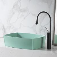 China 12L Square Counter Top Basin Ceramic Sink Matte Light Green Color for sale